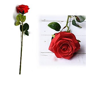 ENJYOP 15.8" Fake Rose High Simulation Bionic Technology Artificial Silk Flowers (1 Pcs, Classical Red)