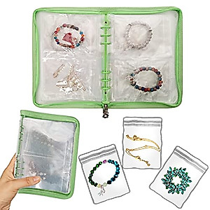 LingLingo Jewelry Organizer Travel Earring Case Box Transparent Jewelry Storage Book Clear Binder Zippered Bag For Necklace Bracelet Holder With Small Anti Tarnish Pouches