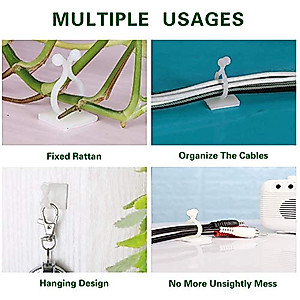 MDSOYOL Plant Climbing Wall Fixture Clips, (100pcs) Plant Fixer Self-Adhesive Hooks for Invisible Wall Vines Plant Fixation Plant Vine Traction Garden Vegetable Plant Binding (B-100 Pcs)