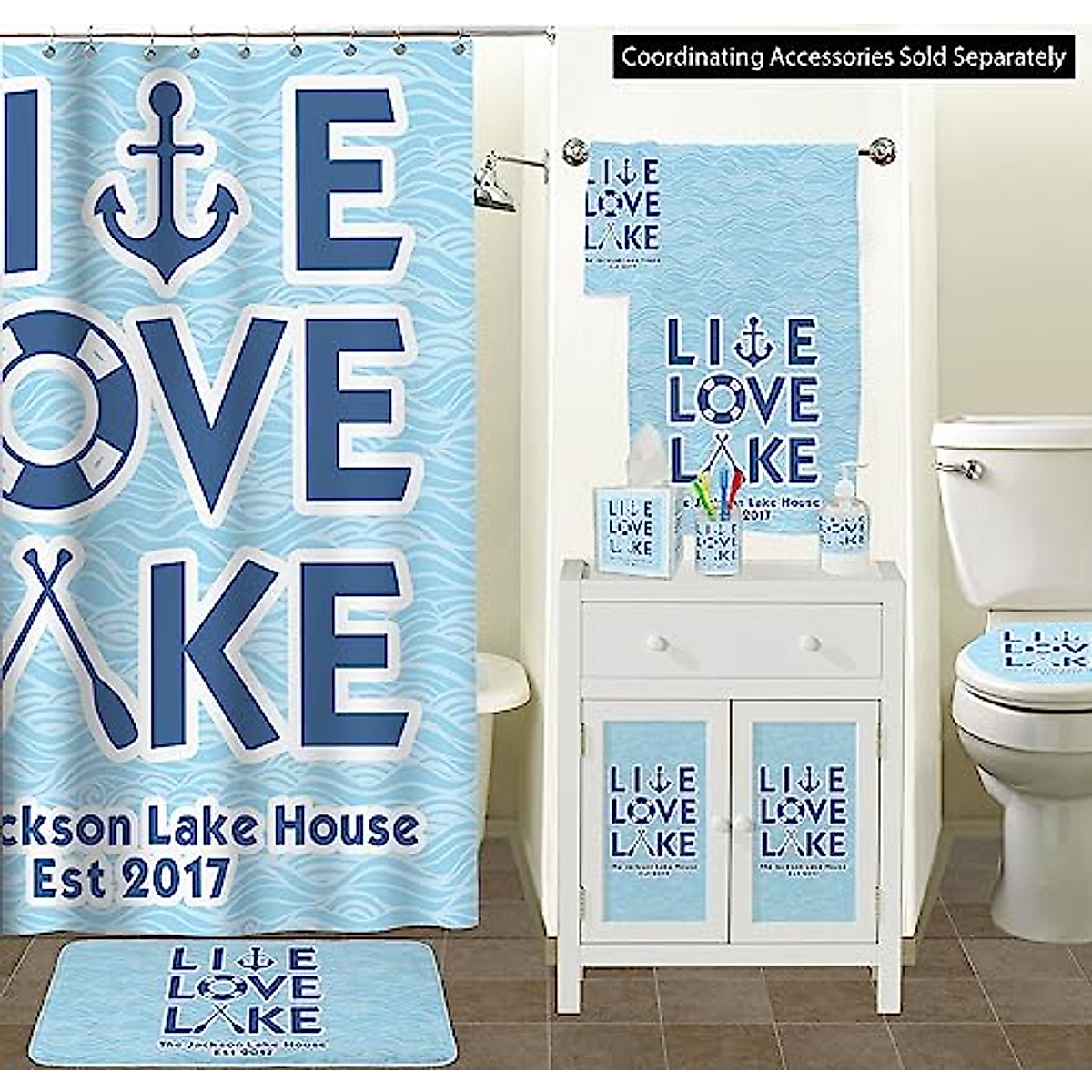 YouCustomizeIt Live Love Lake Waste Basket - Double Sided (White) (Personalized)