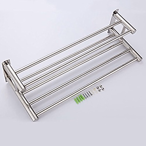Stainless Steel Double Towel Bar 23 Inch With 5 Hooks ,Bathroom Shelves, Towel Holders Bath ,Towel Rack, Bathroom Shelves