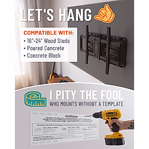 ECHOGEAR TV Wall Mount for Large TVs Up to 90" - Full Motion with Smooth Swivel, Tilt, & Extension - Universal Design Works with Samsung, Vizio, LG & More - Includes Hardware & Wall Drilling Template