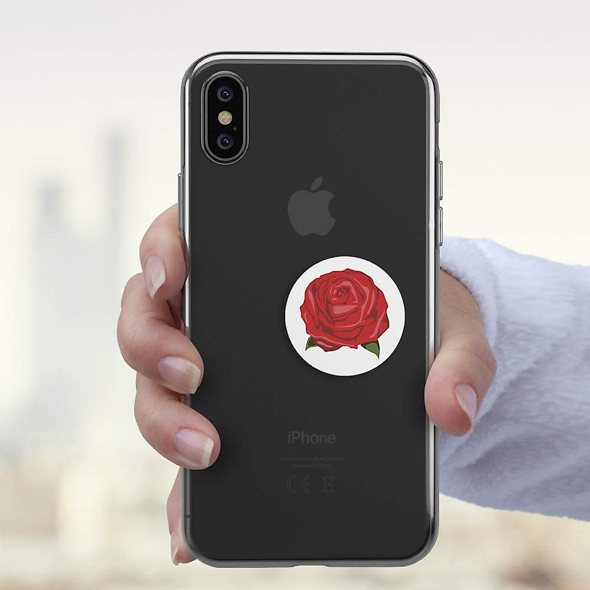 Set of 48 Sticker Red Rose Decal Small Phone Mini Logo Birthday Parties Envelopes Labels Seals Shower Favor 1.2 inches Each