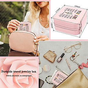 GevGuxLuo Pink Contemporary Jewelry Box, Lightweight & Removable, Zipper Closure, Fabric-lined, Table Top, Birthday Gift for Women, Teens & Girls