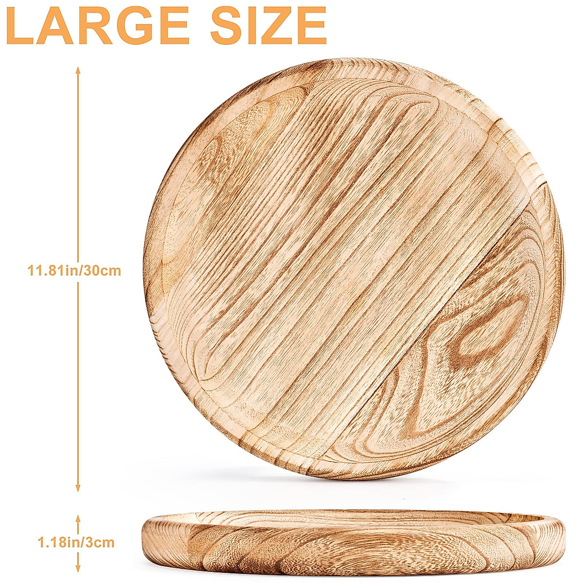 Yangbaga 11.8In Wooden Decorative Serving Tray - Round Wooden Easter Decorations Craft Trays,DIY Centerpiece Candle Holder Trays for Kitchen Countertop Crafts Art Home Decor Halloween Decoration