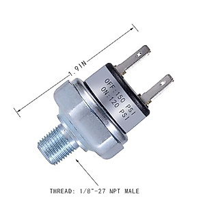 Air Pressure Switch 120-150 PSI Pressure Switch 1/8"-27 NPT DC 24V 12V Pressure Switch Air Compressor Pressure Switch 120PSI Pressure Switch 150PSI Pressure Switch