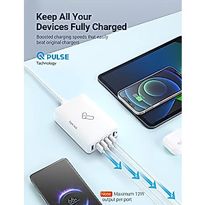 USB Charging Station, Topvork 6-Port USB Wall Charger, Multiport 60W USB Charging Hub, 6-in-1 Desktop USB Charger, Compact USB Charger Block for iPhone 13/13 Pro/iPhone 12, Galaxy, Note, Pixel & More