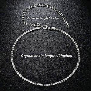 EFTOM 1 Row Silver Rhinestone Choker Necklace Diamond Necklaces for Women