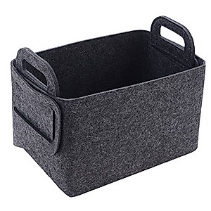 Storage Basket Felt Storage Bin Collapsible & Convenient Box Organizer with Carry Handles for Office Bedroom Closet Babies Nursery Toys DVD Laundry Organizing