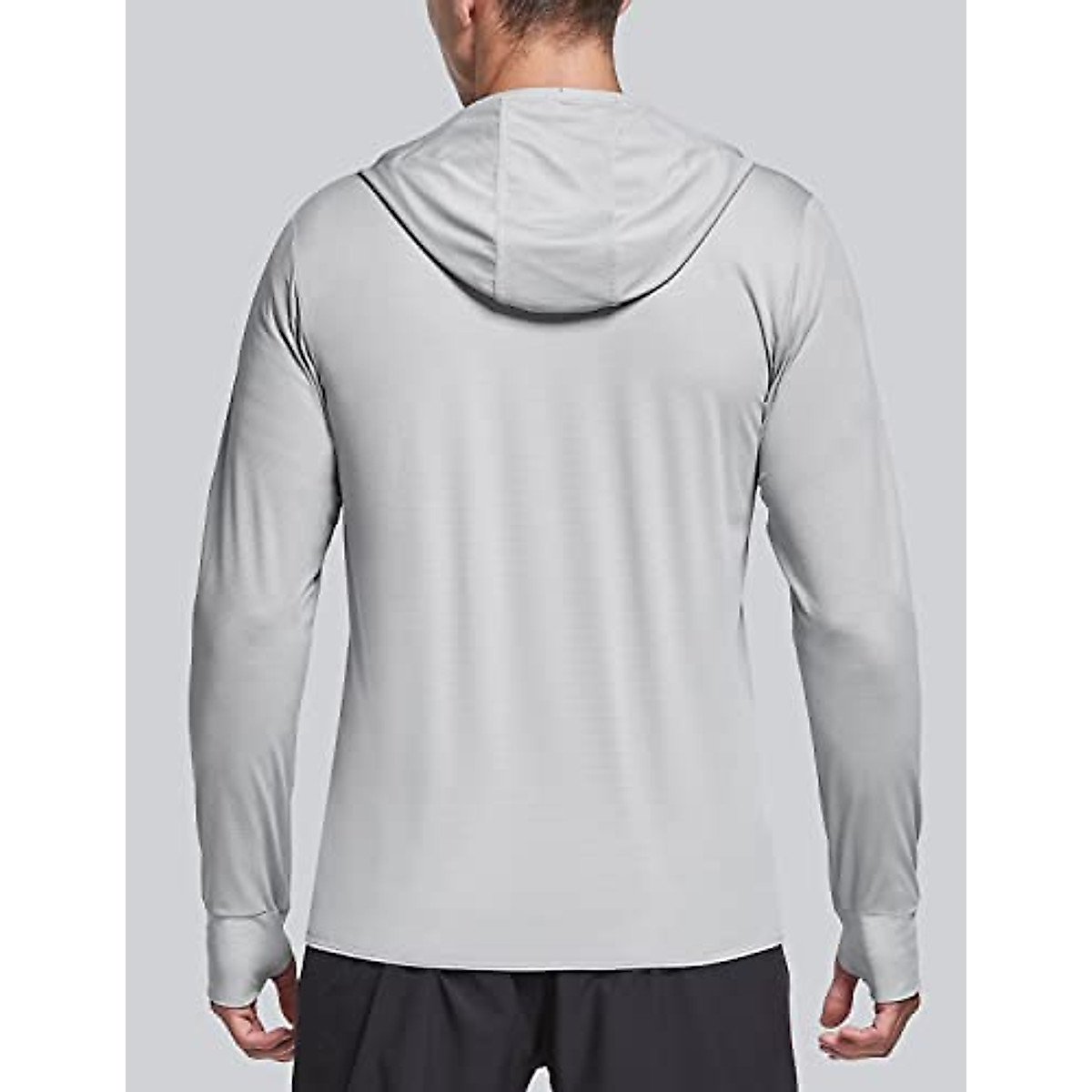 BALEAF Men's Long Sleeve Sun Shirts Hiking Fishing SPF UPF 50+ UV Protection Jackets Lightweight Quick Dry Cooling Outdoor Zip Up Light Grey 3XL