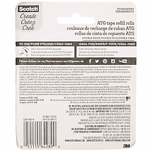 Scotch 085-R ATG Advanced Tape Glider Refill Rolls, 1/4-Inch by 36-Yard, 2-Rolls/Box, 3 Pack