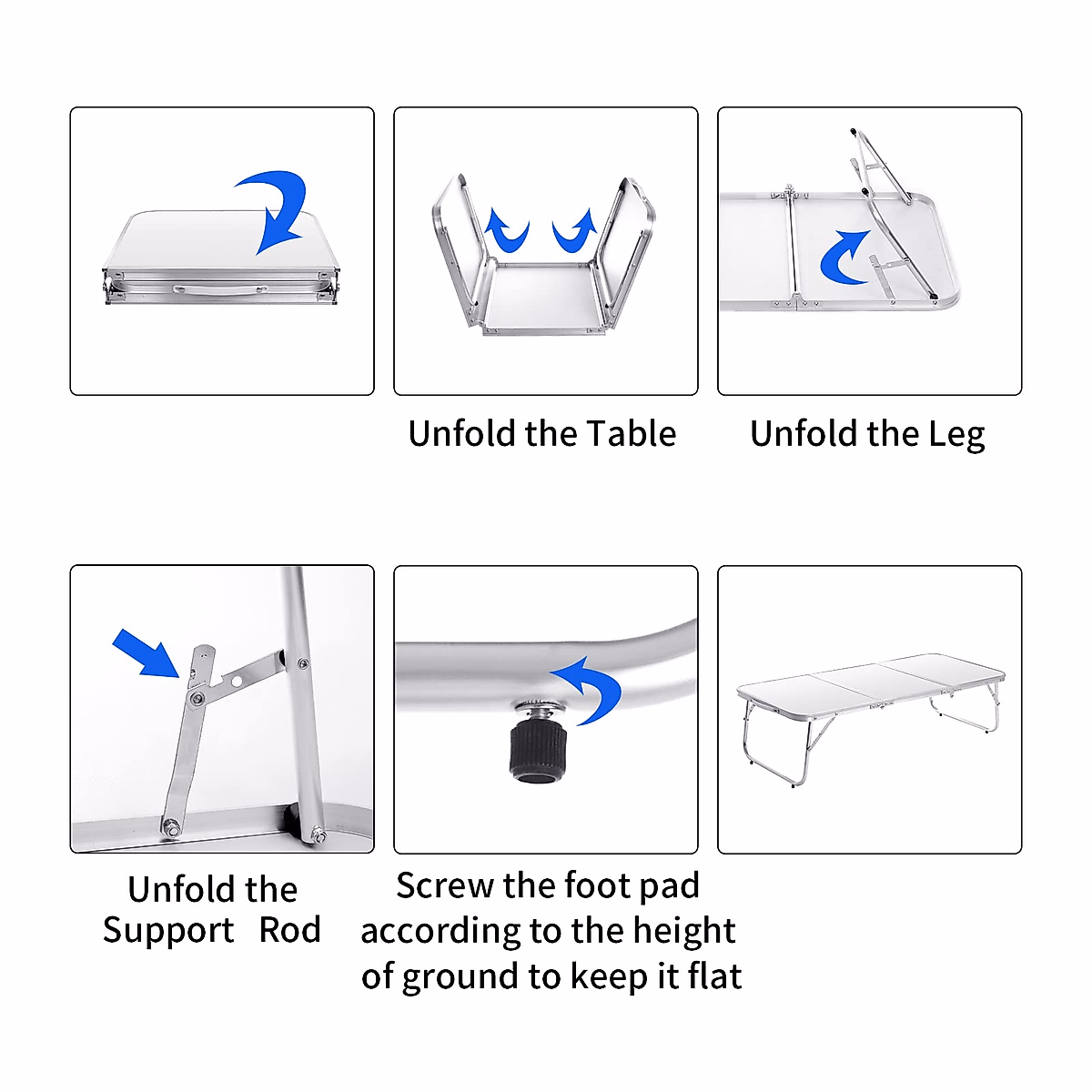 Moosinily Small Camping Table 3FT Folding Picnic Table Foldable Low Camp Table Portable Short Aluminum Outdoor Floor Short Beach BBQ White 35.2×15.7 inch
