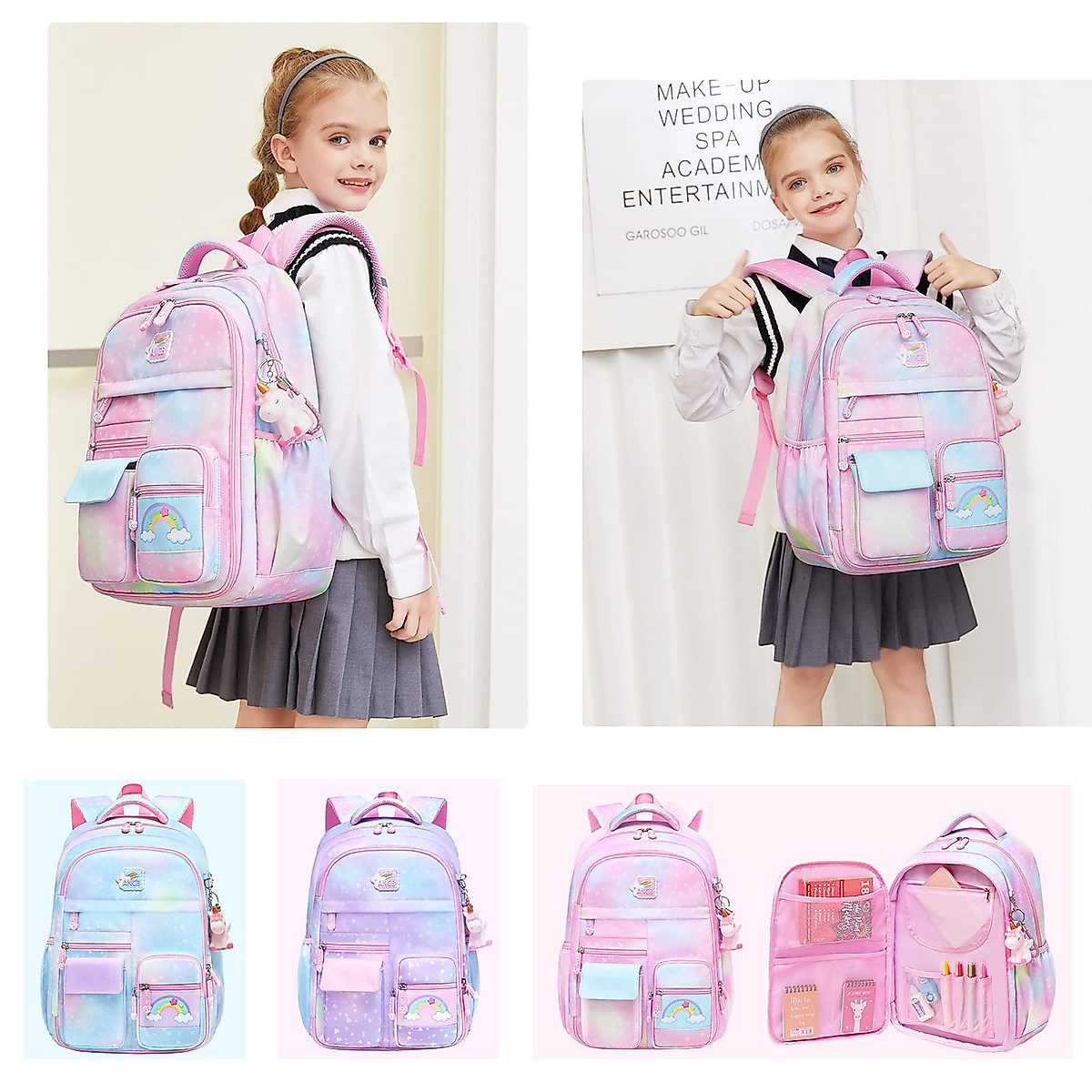 Children Bookbag Kids Backpacks for Girls Kids Schoolbag Women Casual Packaging Waterproof Laptop Bag (Blue 19L)