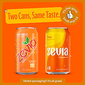 Zevia Zero Calorie Soda, Orange, 12 Ounce Cans (Pack of 24)