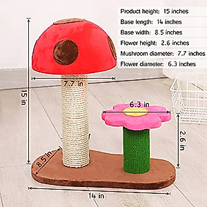 Sasapet Cat Scratching Post, Mushroom Claw Scratcher Small Cat Tree House Traning Interactive Toys for Indoor Kittens, Cats