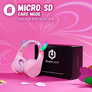 PowerLocus Bluetooth Headphones for Kids, Wireless Foldable Headphones Over Ear, Headphone with Microphone, 85DB Volume Limit, Wireless and Wired Headset with Micro SD, FM for Cellphones, Tablets, PC