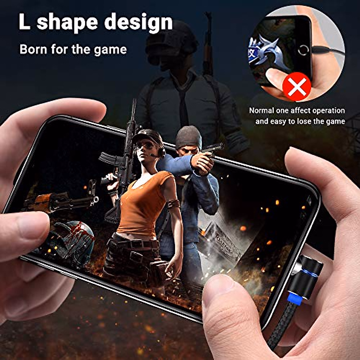 TOPK Magnetic Charging Cable, Magnetic Phone Charger [6-Pack,1ft/3ft/3ft/6ft/6ft/10ft],3-in-1 Magnetic USB-A to Micro USB,USB C Cable Compatible with Android Devices (Black)