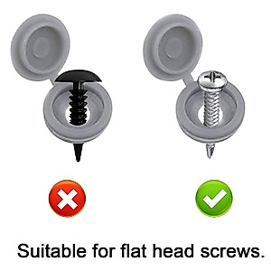 INCREWAY Screw Covers, 100pcs Gray Plastic Screw Cap Hinged Fold Over Caps Rubber Dust Washer Flip Tops with Storage Box (Gray)