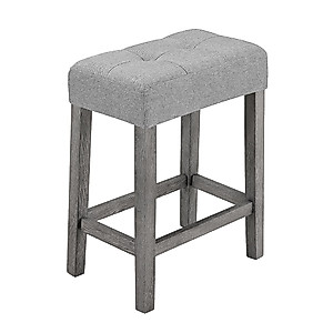 LKTART 4 Piece Bar Table Set Dining Bar Table and Chairs Set with Power Outlet Industrial Breakfast Table with 3 Padded Stools Rustic Bar Kitchen Dinning Room Living Room Grey