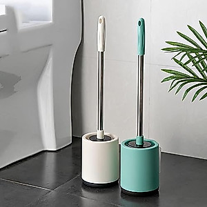 Creative Brush Toilet Brush Stainless Steel Long Handle Toilet Cleaner Brush Round Brush Head Toilet Bowl Brush and Stand