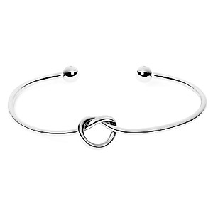 AlacrityGifts Love Knot Bangle Bracelet - Simple Tie The Knot Cuff Stretch Bracelet for Bridesmaid Proposal - Bridesmaid Gift Box - I Couldn't Tie The Knot Without You, Wedding Gift (Silver)