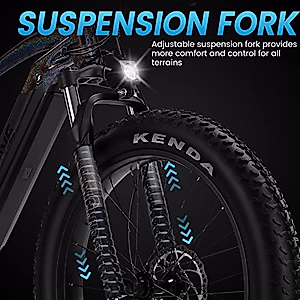 VELOWAVE Electric Bike Adults 750W BAFANG Motor 48V 15Ah LG Cells Battery,26" x 4.0" Fat Tire Ebike 28MPH Snow Beach Mountain Electric Bicycle Shimano 7-Speed