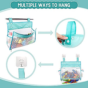 Yuehuam 2Pcs Bath Toy Organizer Mesh Bag Bottom Zippered Bathtub Toy Holder Storage Bag Multiple Ways to Hang for Storing Toys Diapers Clothes
