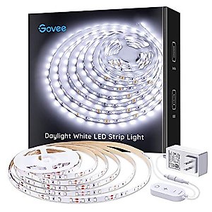 Govee White LED Strip Lights, Upgraded 16.4ft Dimmable LED Light Strip 6500K Bright Daylight White, Strong Adhesive, 300 LEDs Flexible Tape Lights for Vantiy Mirror, Kitchen Cabinet, Bedroom