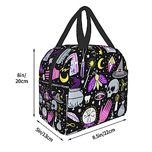 Bihoa Alchemy Magic Witch Witchcraft Cute Lunch Bag for Kids Girls Boy Reusable Lunch Box Waterproof Thermal School Tote Bag Lunch Container Cooler Bag Women Men