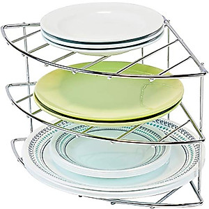DecoBros 3-Tier Counter and Cabinet Corner Shelf Organizer, Chrome