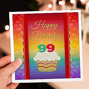 Greeting Card - Cupcake with Number Candles, 99 Years Old Birthday - Birthday Design