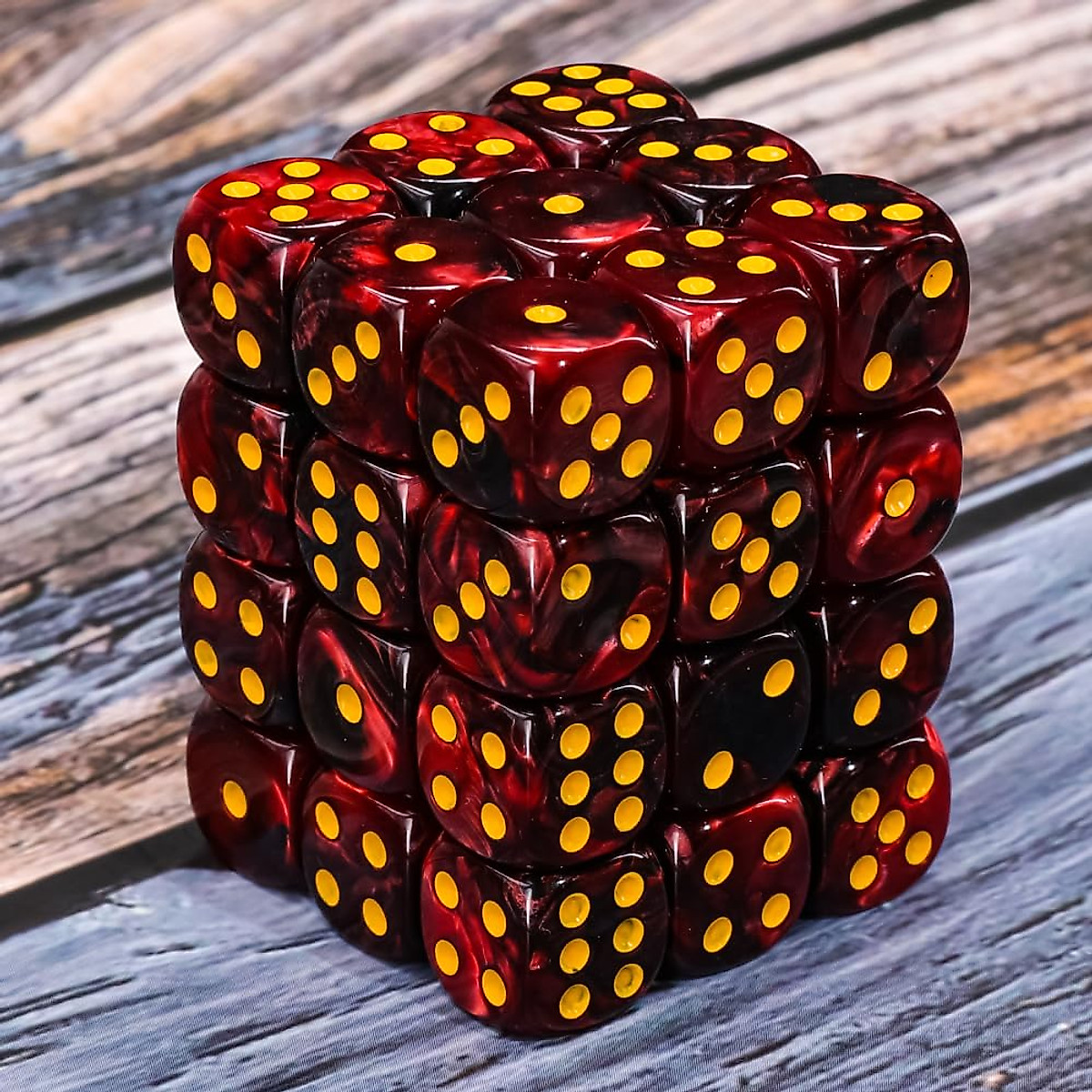 36 of Pack 12MM 6 Sided Mini Dice Set,Two Colours D6 Game Dice Set, 6 Sided Standard Dices for Yahtzee, Bunco or Teaching Math,with Portable Plastic Box(Dark Red+Black)