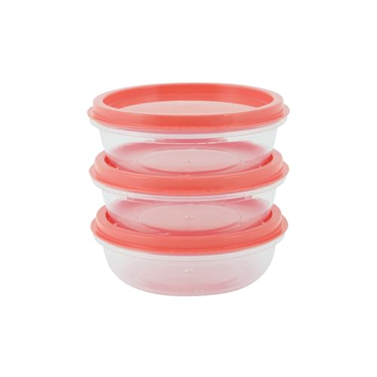 Unica Round Food Container, BPA-free Microwave Bowls with Lids, Airtight Container, Mixing Bowl Set, Freezer & Dishwasher Safe, Set of 3, Coral, 8 oz, 4.56x4.56x1.61 in