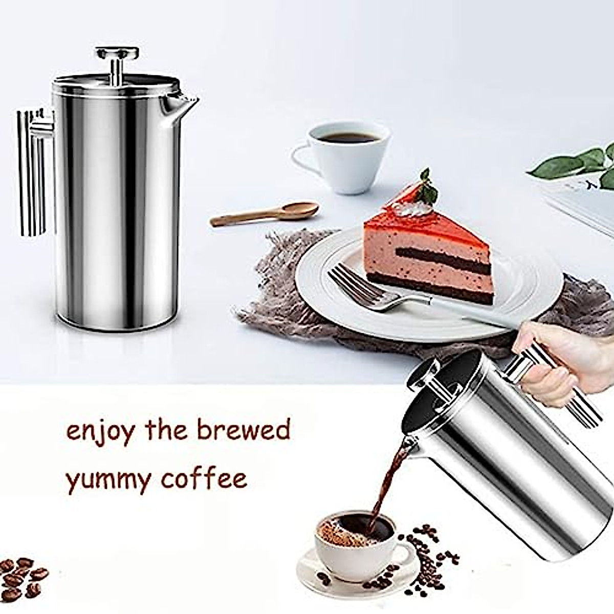 Vegoran Large French Press Coffee Maker - Coffee Press, 304 Stainless Steel French Press Large- Insulated French Coffee Press, 50oz(1.5L) (50oz)