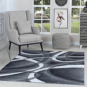 Glory Rugs Modern Large Area Rug 8x10 Gray Swirls Carpet Bedroom Living Room Contemporary Dining Accent Sevilla 4816