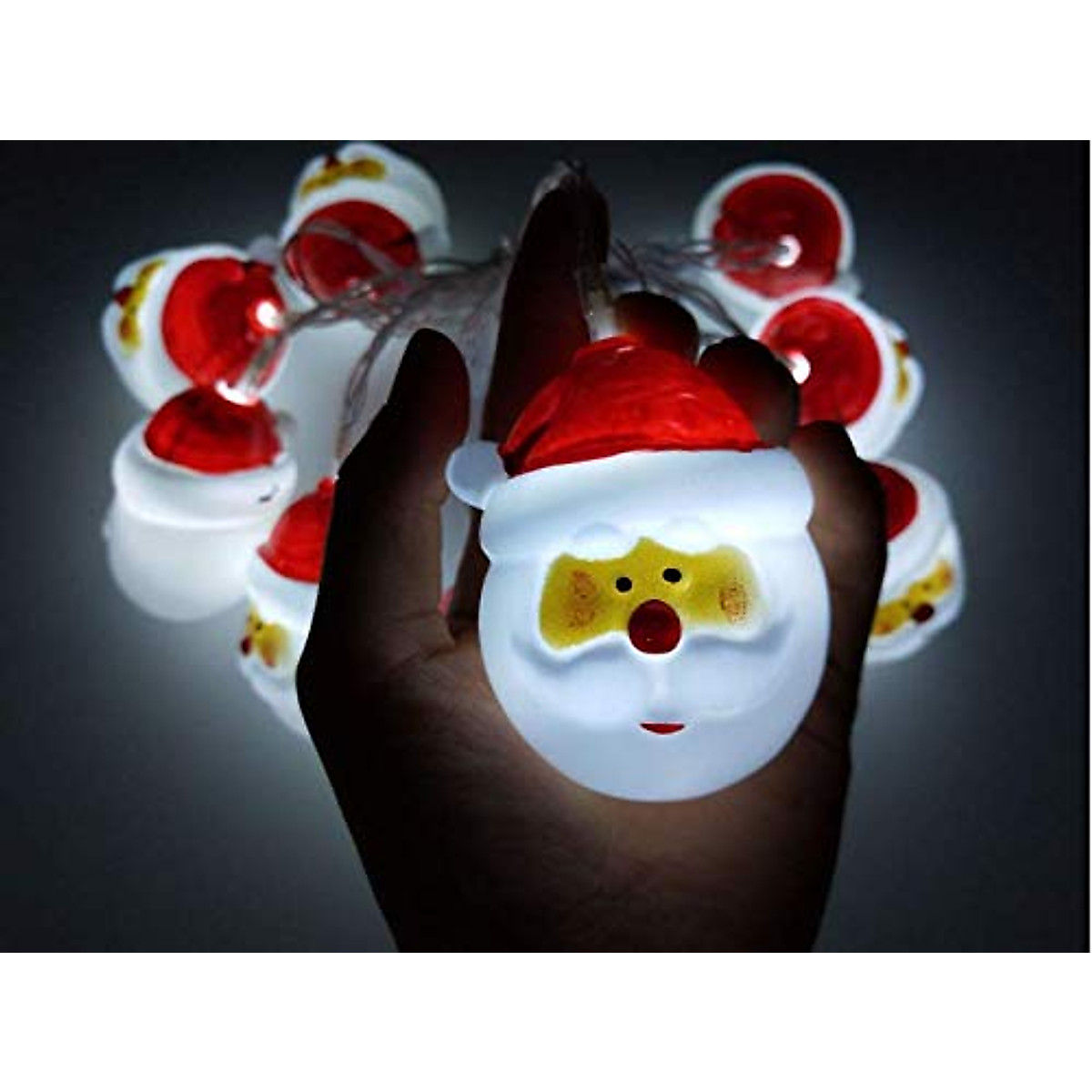 Santa Claus Shape String Lights, Indoor & Outdoor Christmas Tree Patio Gardens Home Party Decoration (1.5M, White)