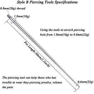 MILACOLATO G23 Titanium Piercing Taper Insertion Pins 18G Taper Piercing Kits for Ear/Nose/Navel/Nipple/Lip/Eyebrow/Tongue/Tragus Helix Stretcher Body Piercing Stretching Kit Assistant Tools