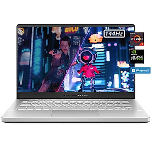 ASUS ROG Zephyrus 14 Gaming Laptop,14 inches FHD（1920x1080） 144Hz Display,16GB RAM,512GB SSD,AMD Ryzen 7 5800HS,NVIDIA GeForce RTX 3060,Backlit KB,Wi-Fi,HDMI,Win11,Moonlight White,W/GaLiMu