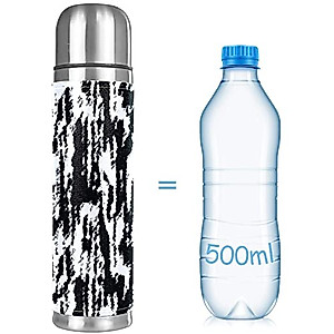 Stainless Steel Leather Vacuum Insulated Mug Zebra Thermos Water Bottle for Hot and Cold Drinks Kids Adults 16 Oz