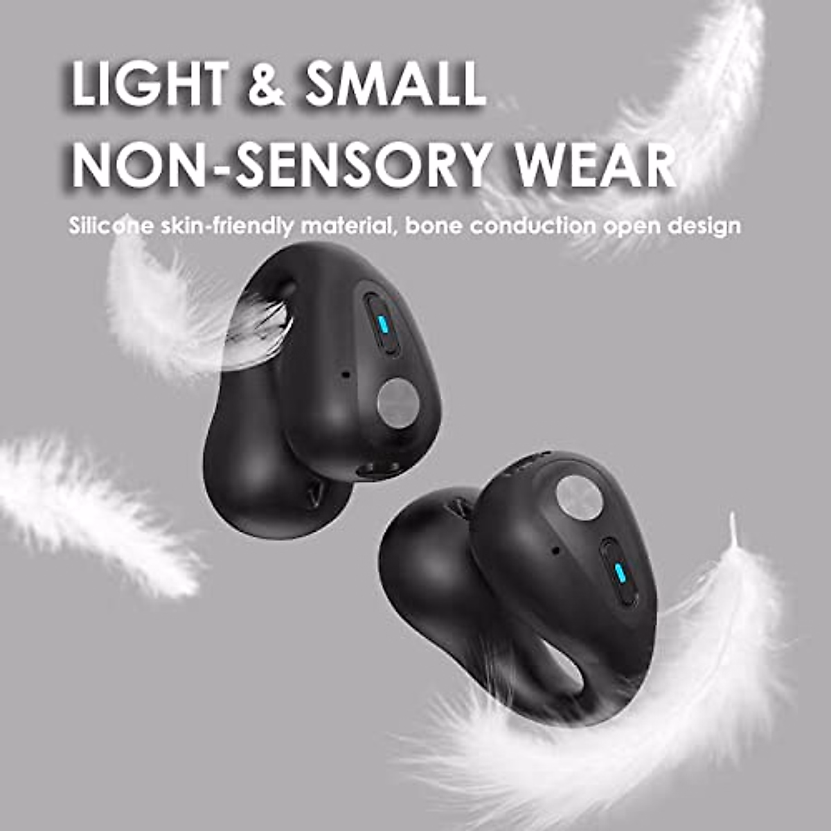 Open Ear Clip Headphones Earclip Wireless Bluetooth Air Bone Conduction Earbuds Air Conducting Earphones Gym Sport Running Workout Ear Buds Comfortable Lightweight for Small Ear Canals Nude