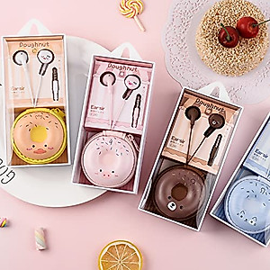 QearFun Donut Earbuds for Kids, Cute Earbud & in-Ear Headphones Wired Gift for School Girls and Boys with Microphone and Lovely Earphones Storage Case Blue