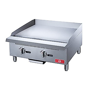 Commercial Griddle, Elite Kitchen Supply Countertop 24" Flat Top Grill Natural Gas (NG) / Propane Countertop Griddle with 2 Burners - 60000 BTU