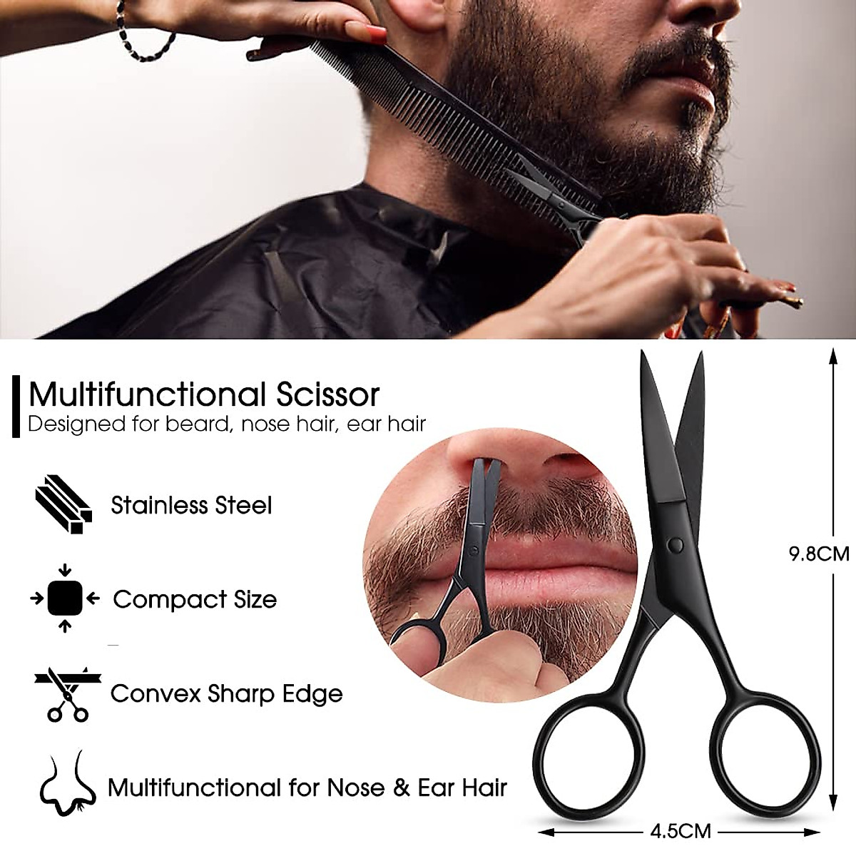 Beard Cape Apron, Beard Apron Bib, Beard Hair Catcher for Men's Shaving Trimming with Straight Razor and Blades, Suction Cups, Scissors, Cleaning Brush, Portable Pouch, Gift for Husband Boyfriend Men