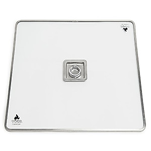 Outland Fire Table Tempered Glass Lid Insert for 36-Inch Square Series 410 Outdoor Propane Fire Pit Tables, Square 17-Inch x 5/16-Inch - Includes Bracket Set for Vertical Easy Slide Interior Storage