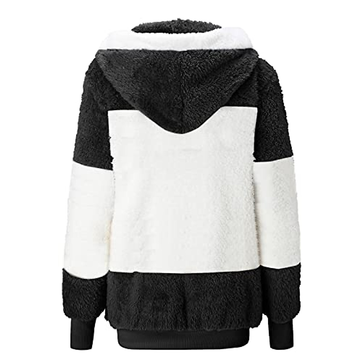 Winter Coats For Women, Shearling Jacket Fuzzy Loose Large Size Plush Multicolor Paneled Hooded Zip Jacket Fur Coats Women Faux Fall Jackets 2023 Ski With Hood, Jacket Coats (XL, White)