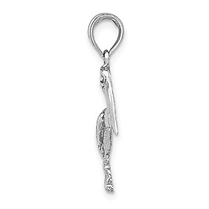 Solid 10k White Gold Pelican Pendant Charm