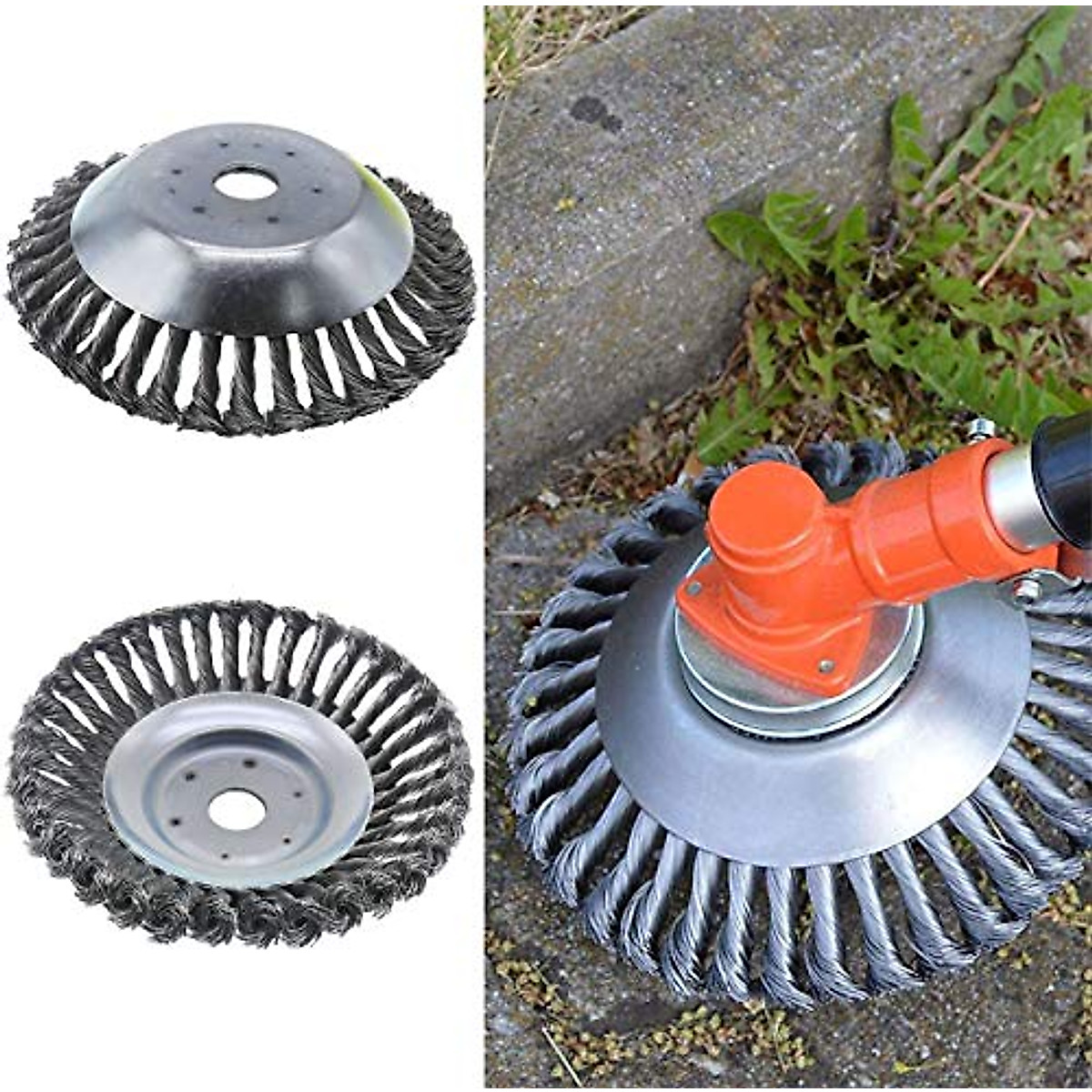 HUYUR 8 Inches Steal Wire Brush Cutter Trimmer Head with Adapter for for String Trimmers, Rust Removal, Lawn Mower - Cutter Garden Grass Accessories Tool