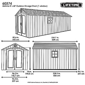 Lifetime 8 x 20 Ft. Outdoor Storage Shed, Gray