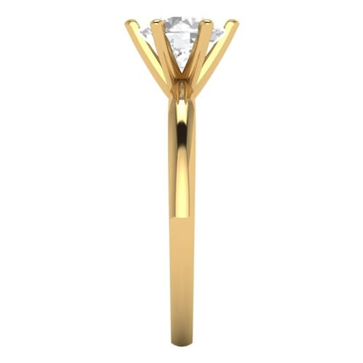 Clara Pucci 1 Ct Brilliant Round Cut Clear Simulated Diamond 14K Yellow Gold Solitaire Engagement Bridal Anniversary Ring Size 3.5