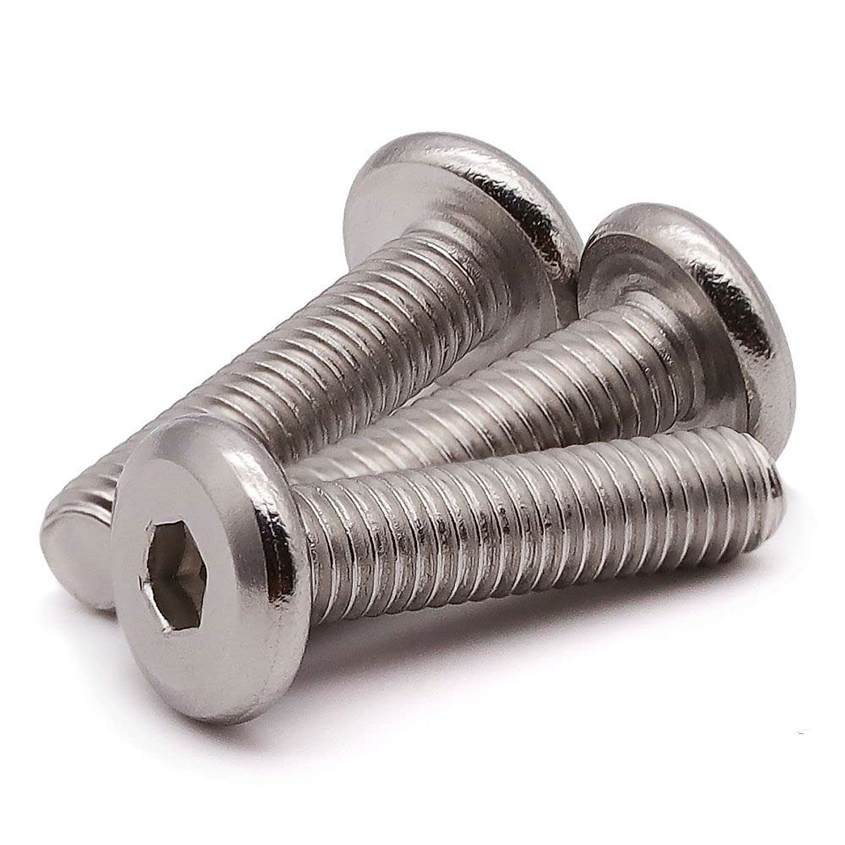 M6 x 10mm (50 PCS) Flat Round Head Socket Cap Screw, 304 Stainless Steel, Bright Finish, Full Thread, Connection Bolts, Furniture Screws 3D Printer Screws